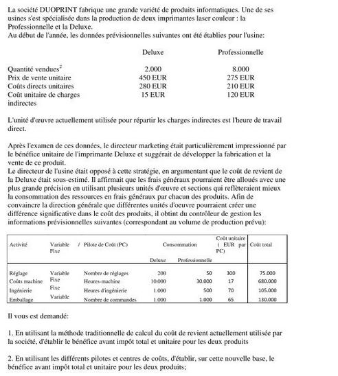 Coût de revient exercice comptabilité analytique corrigé Coût de revient exercice comptabilité analytique corrigé